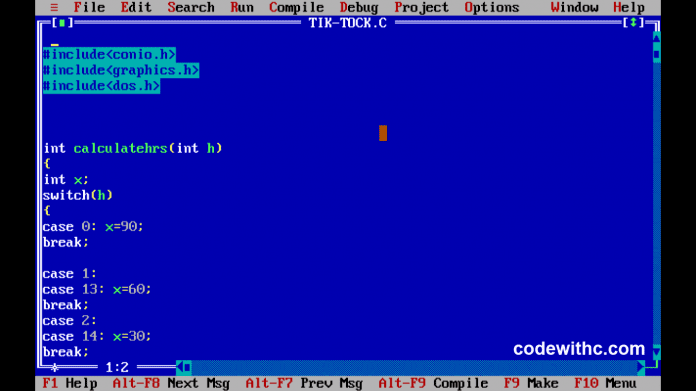 C Program Analogue Clock Using C Graphics Code With C