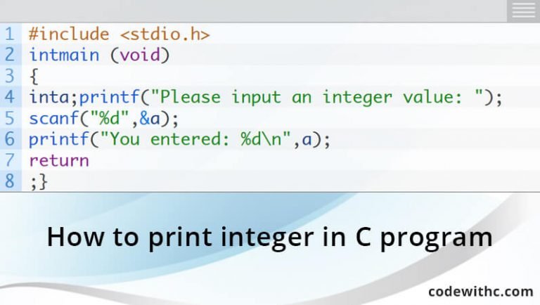 How To Print Integer In C Program | Code With C