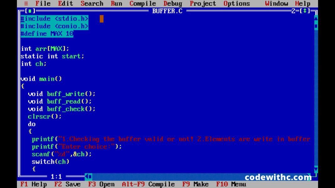 C Program Linear Buffer Usage Code With C
