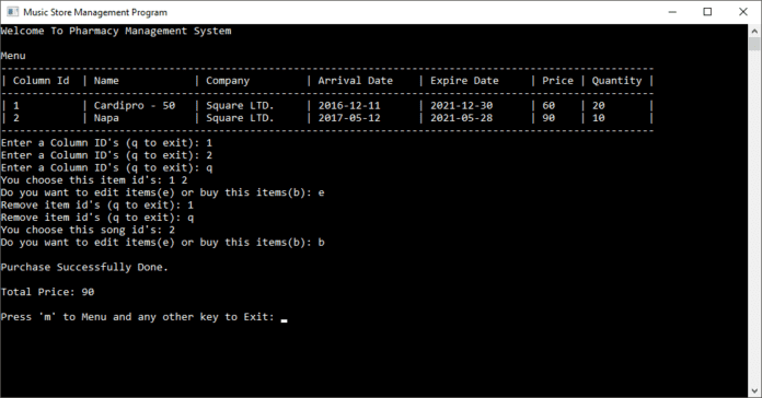 Pharmacy Management System/Project In C++ With MySQL - Code With C