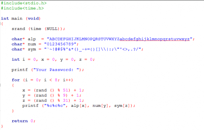 Password Pattern Maker In C Programming - Code With C